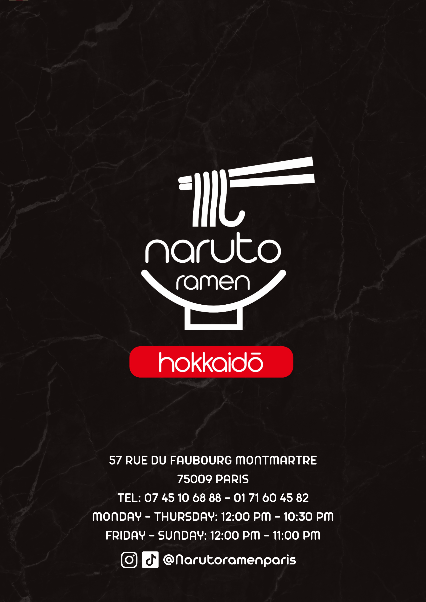 Naruto Ramen - Menu English