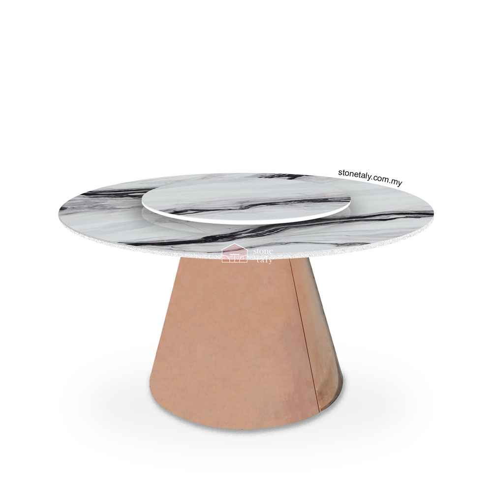 Luxury White Round Marble Table | 8 to 10 Seaters | Panda White ...