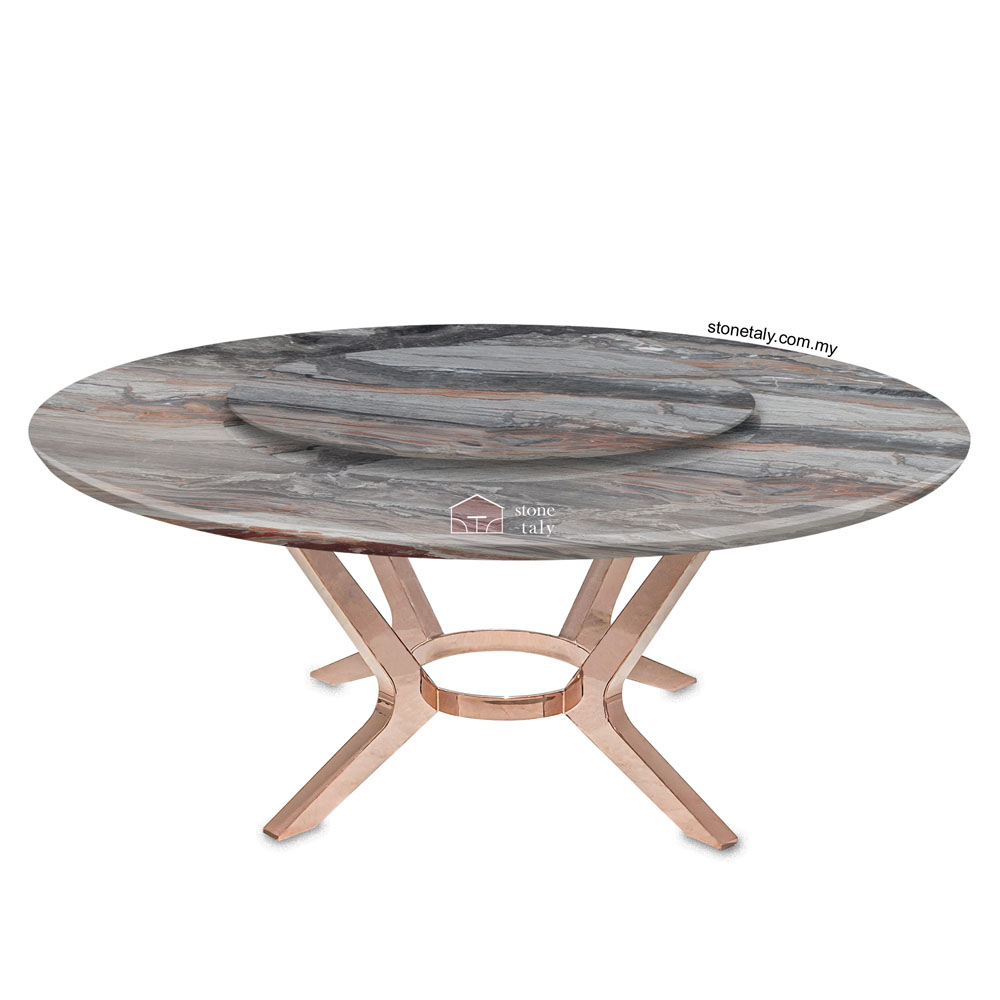 Natural Round Marble Table | 8 to 10 Seaters | Arabescato Orobico ...