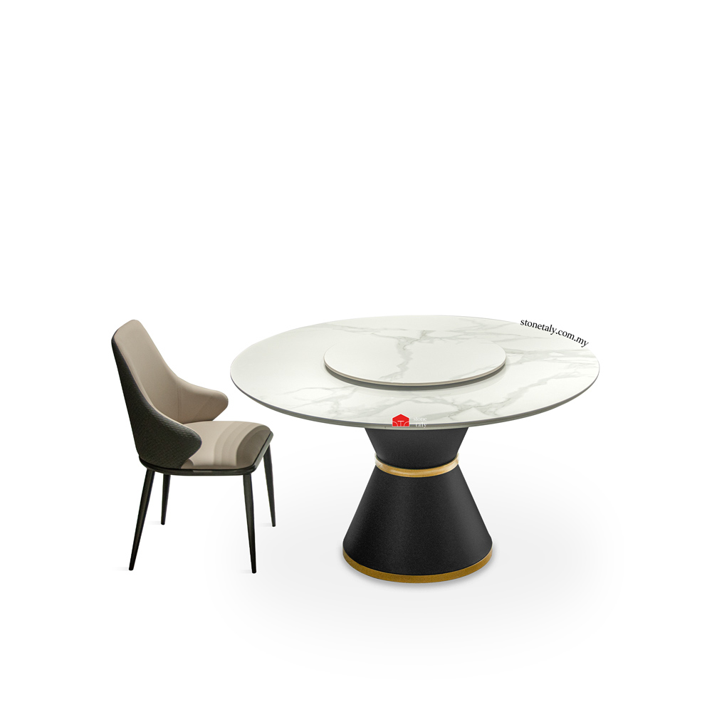 Round Sintered Stone Table | Bentley White | 6 Seaters | Dining Table ...