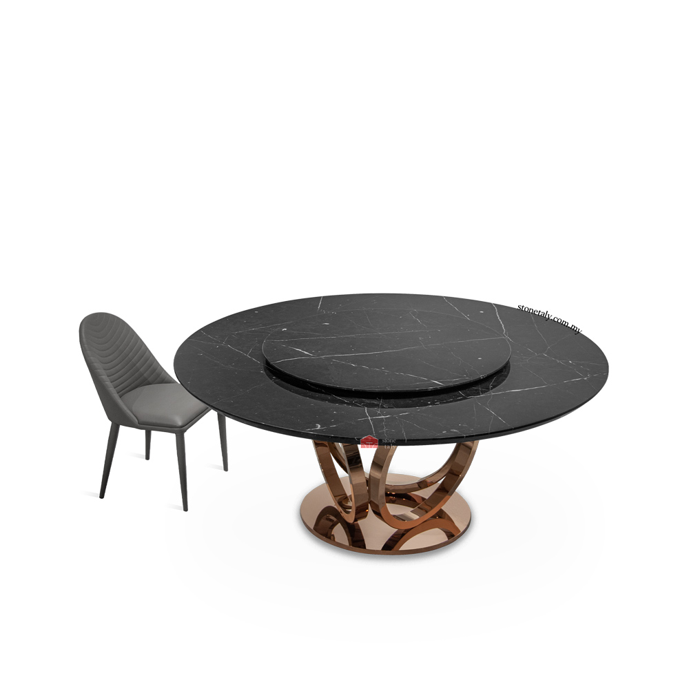 Black Round Marble Table | 8 to 10 Seaters | Black Marquina | Sagan ...