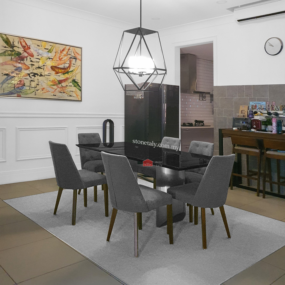 Black Marquina | Rectangular Marble Table | 8 Seaters | Swell