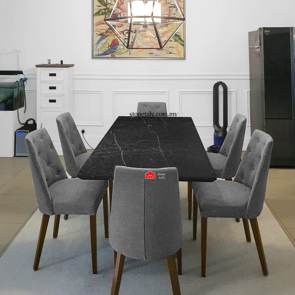 Black Marquina | Rectangular Marble Table | 8 Seaters | Swell
