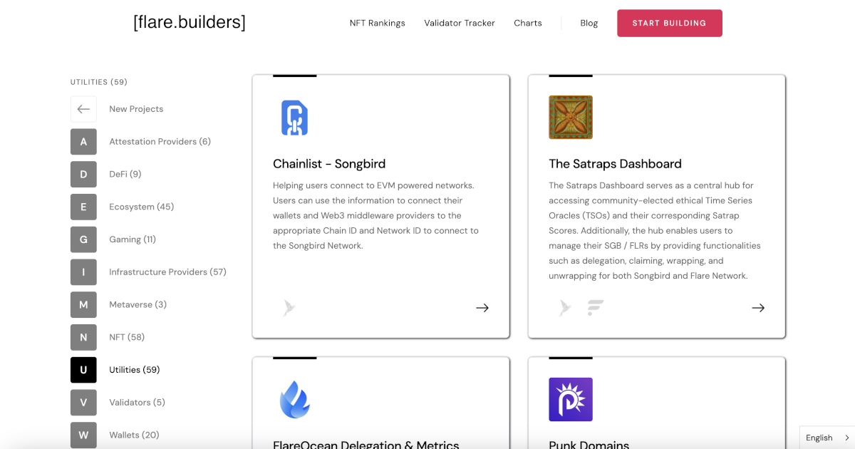 Utilities (69) Projects Built on Songbird & Flare Networks