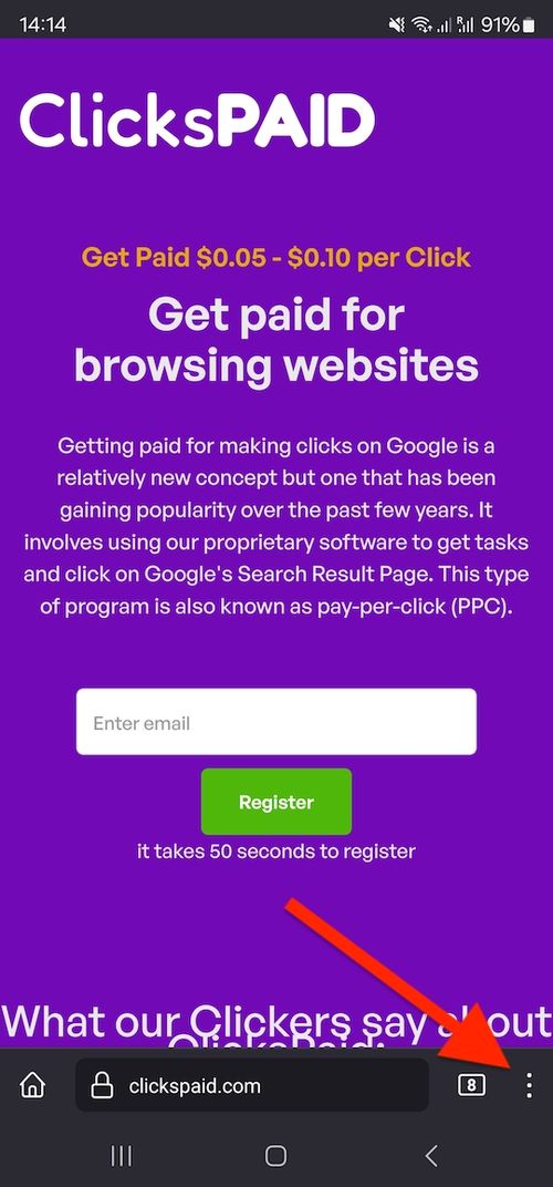 Using ClicksPaid from Android