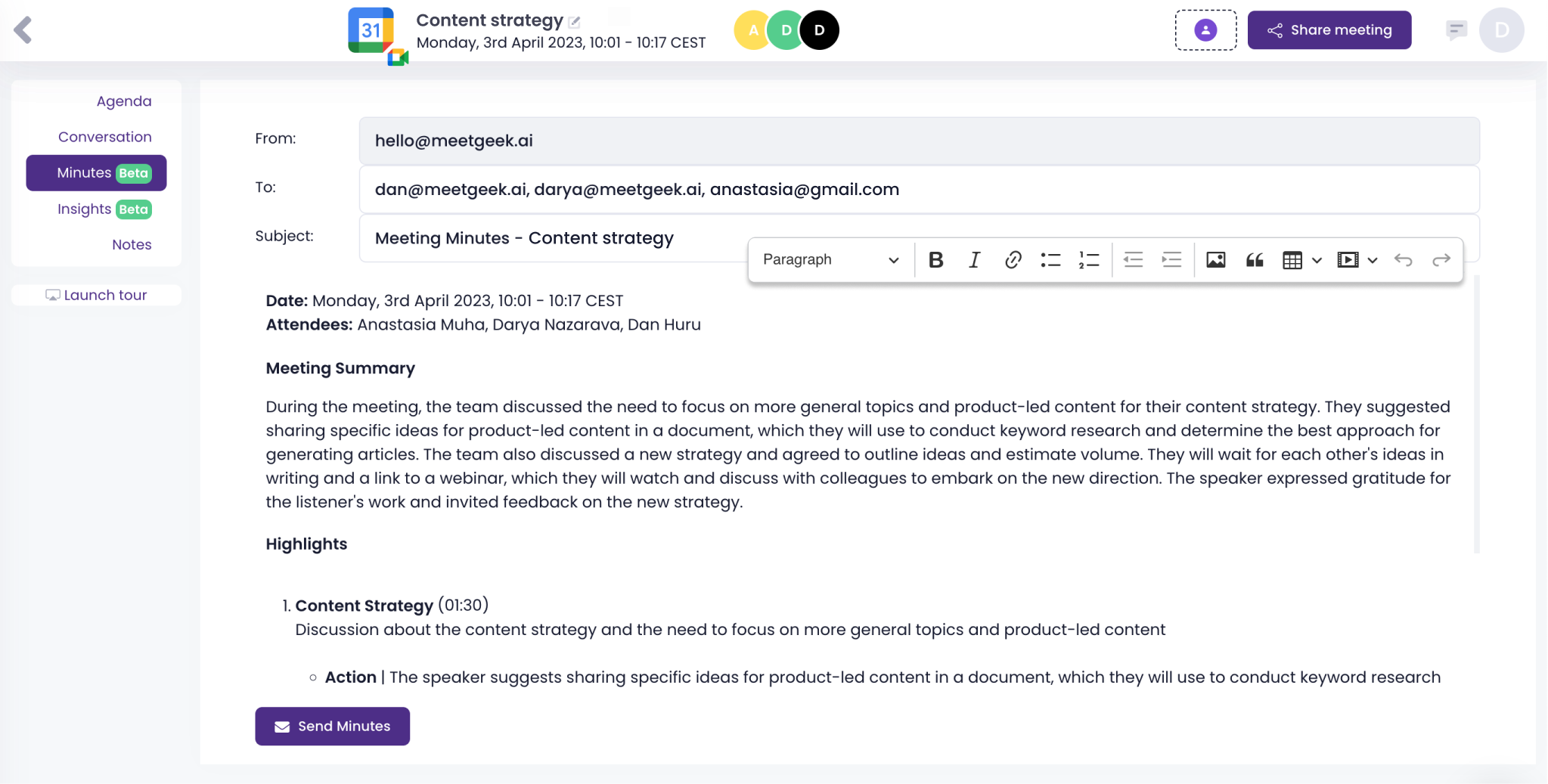 MeetGeek AI Meeting Minutes are here, available to everyone