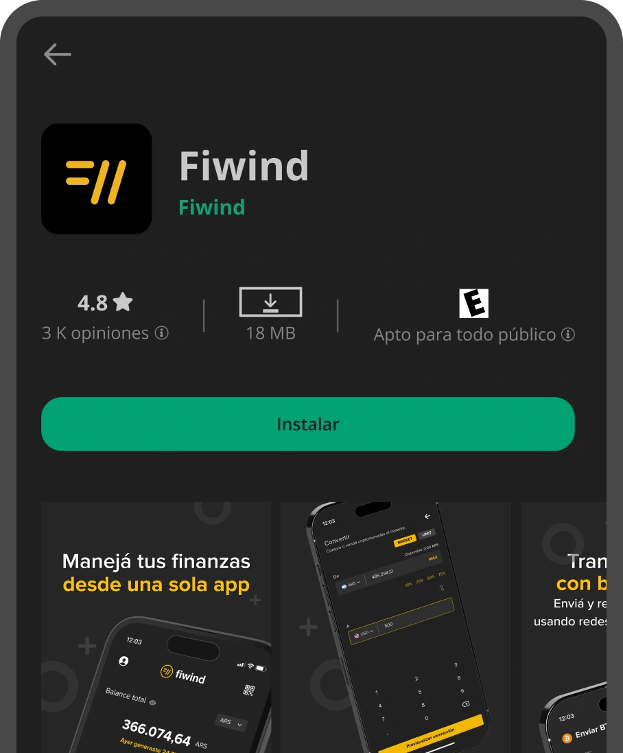 fiwind - Bitcoin, Ether, USDT y más
