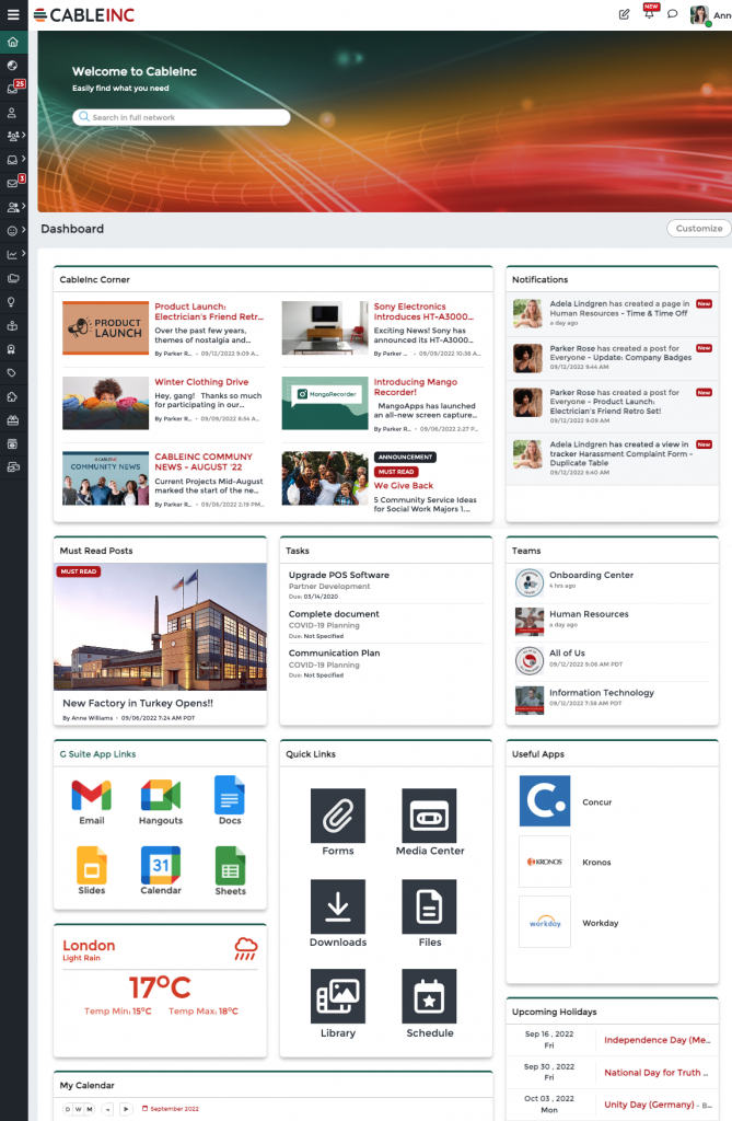 16 Intranet Design Examples to Inspire Your Work Hub | MangoApps