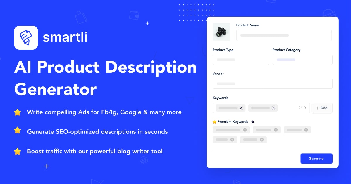Smartli - Boost sales with Product Description Generator