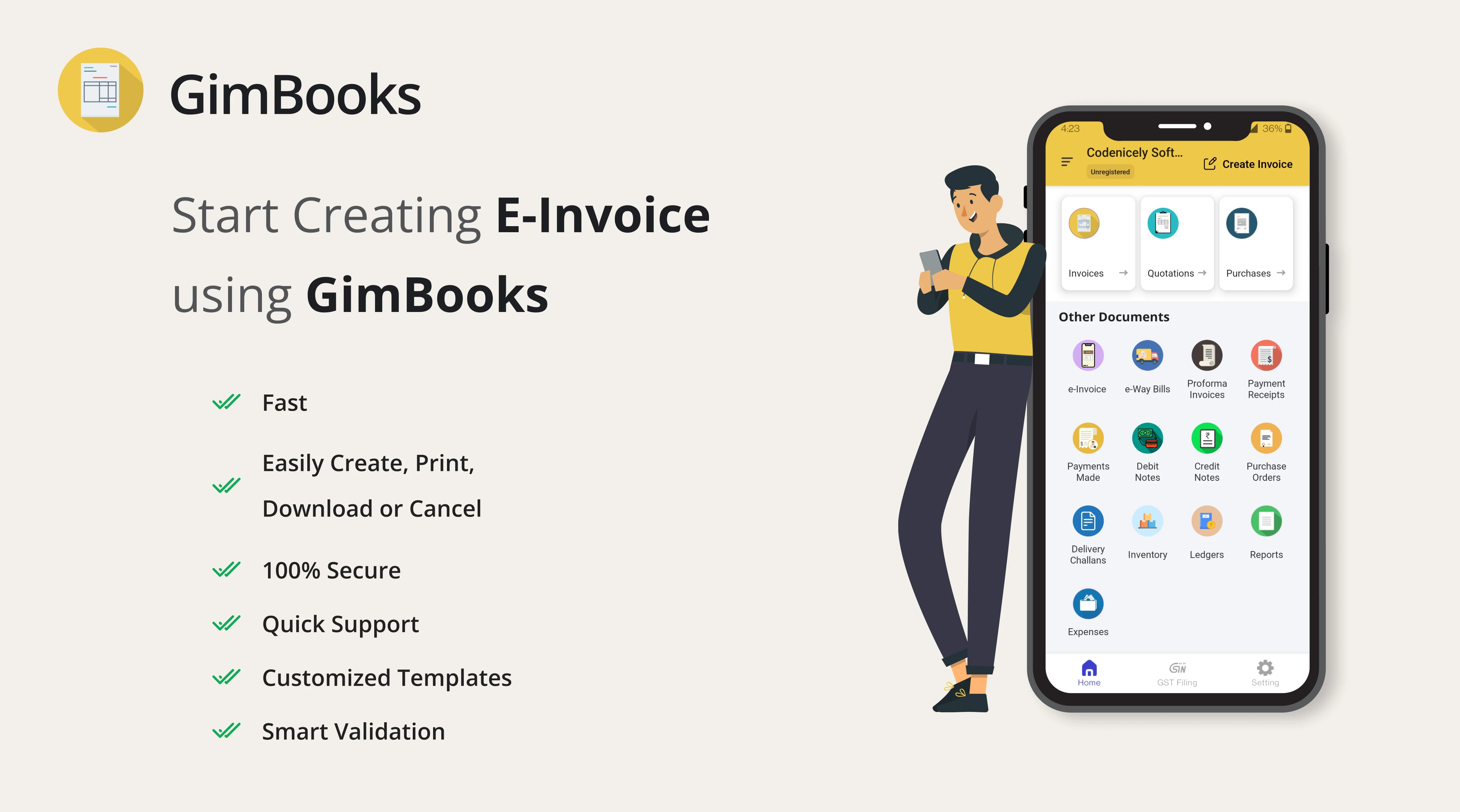 E Invoicing Software for E Invoicing in GST Portal | GimBooks
