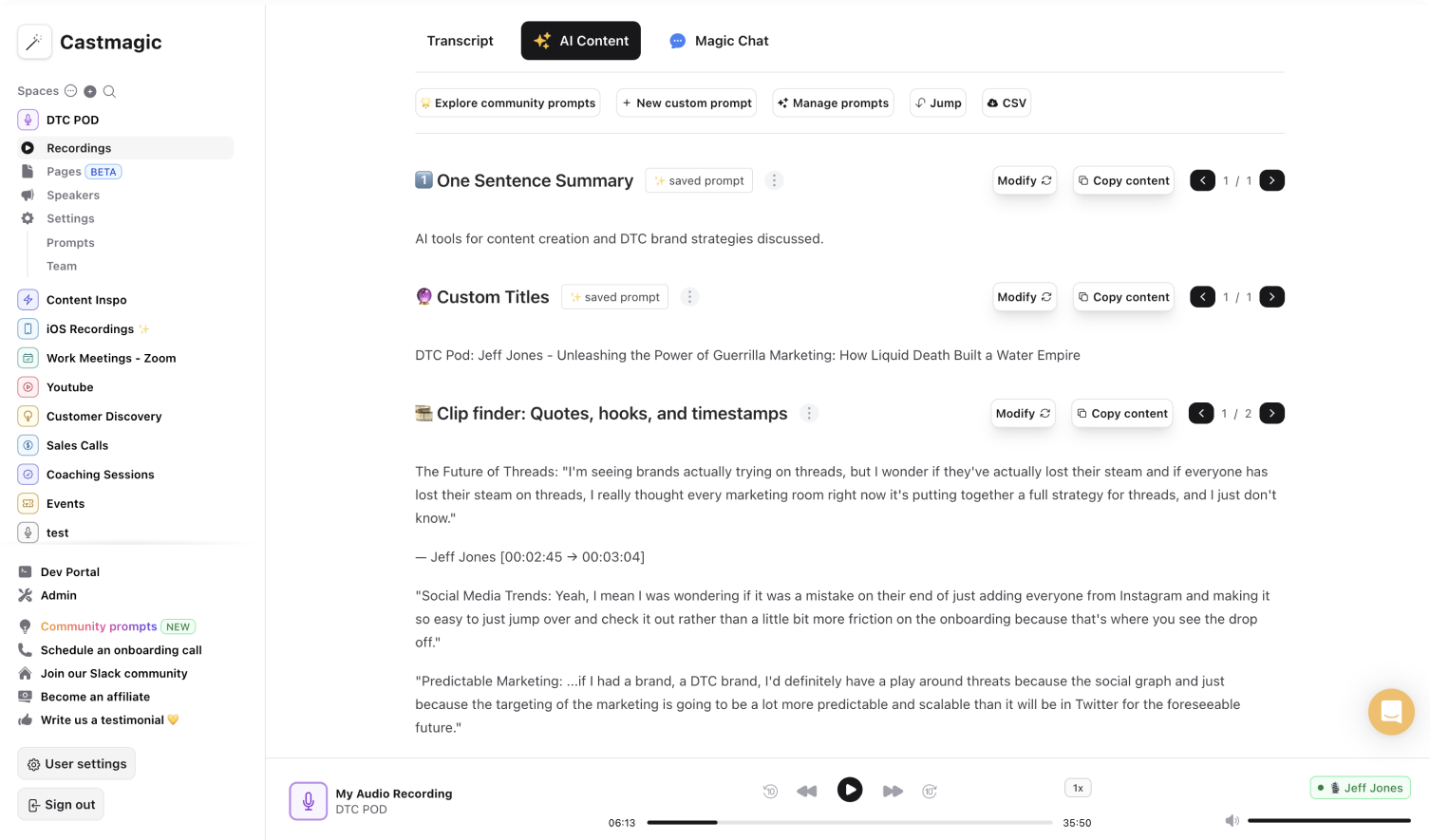Castmagic - 10x Audio Content With AI