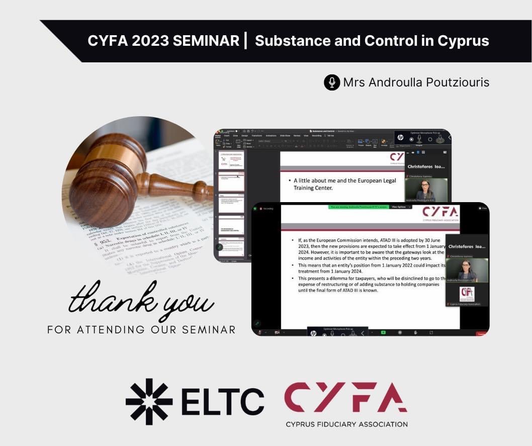 CYFA 2023 SEMINAR/ Substance and Control in Cyprus