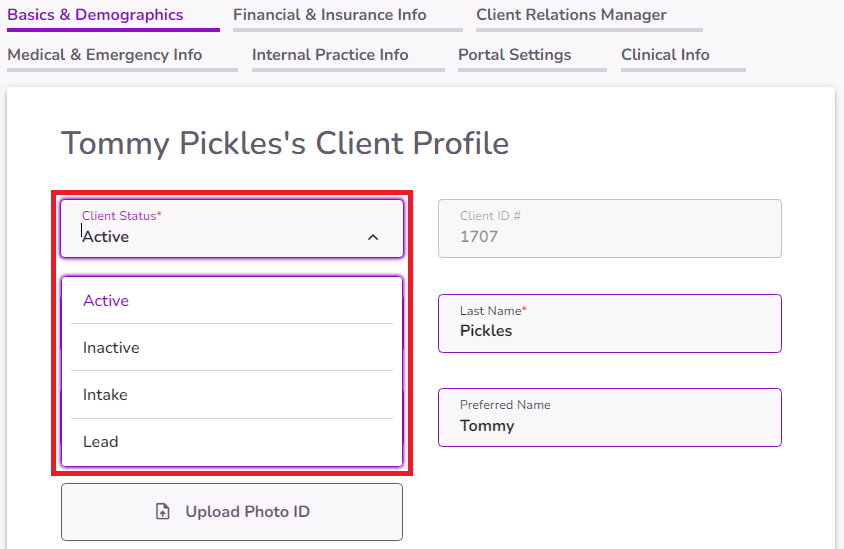 Understanding Client Status Options - TiQ Help Center