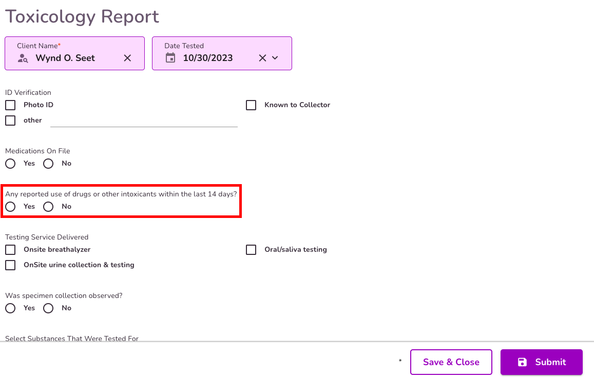 How to Complete a Toxicology Report - TiQ Help Center