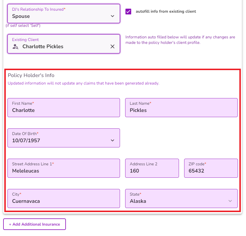 How to enter policy holder insurance information - TiQ Help Center