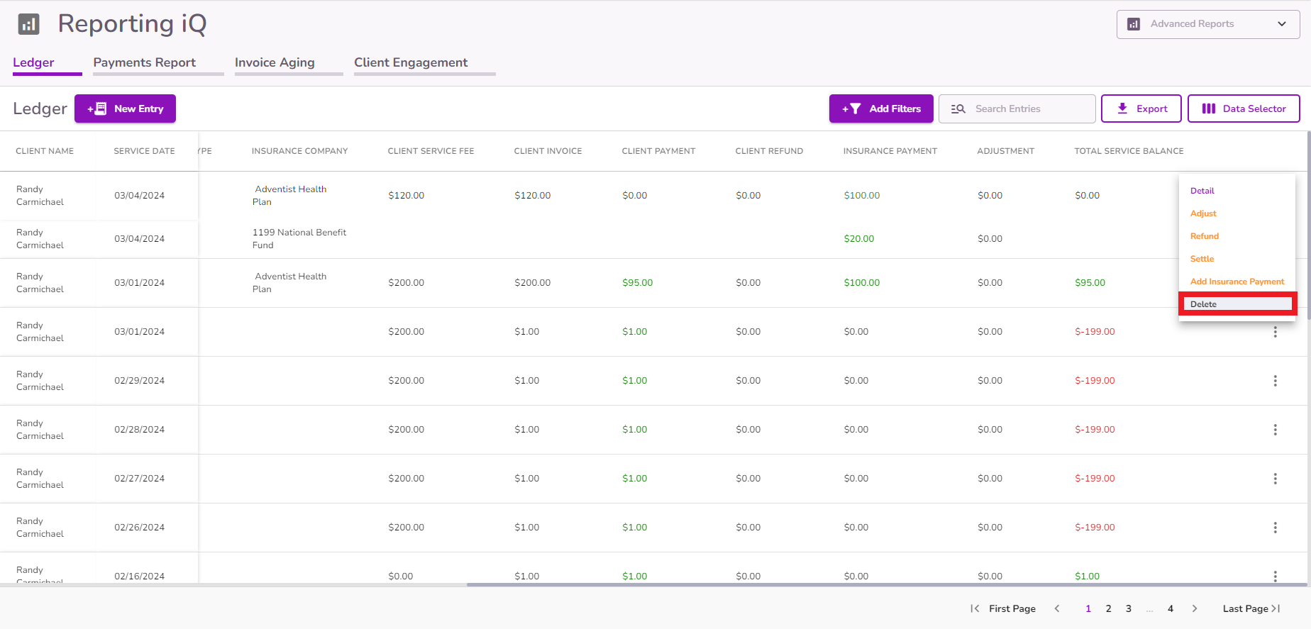 Understanding the Ledger for Secondary Insurance Claims. - TiQ Help Center