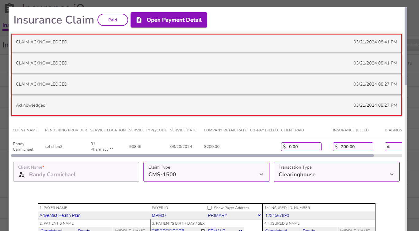 Understanding the Insurance Claim Log - TiQ Help Center