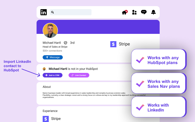 LinkedIn to HubSpot Chrome Extension | Hublead