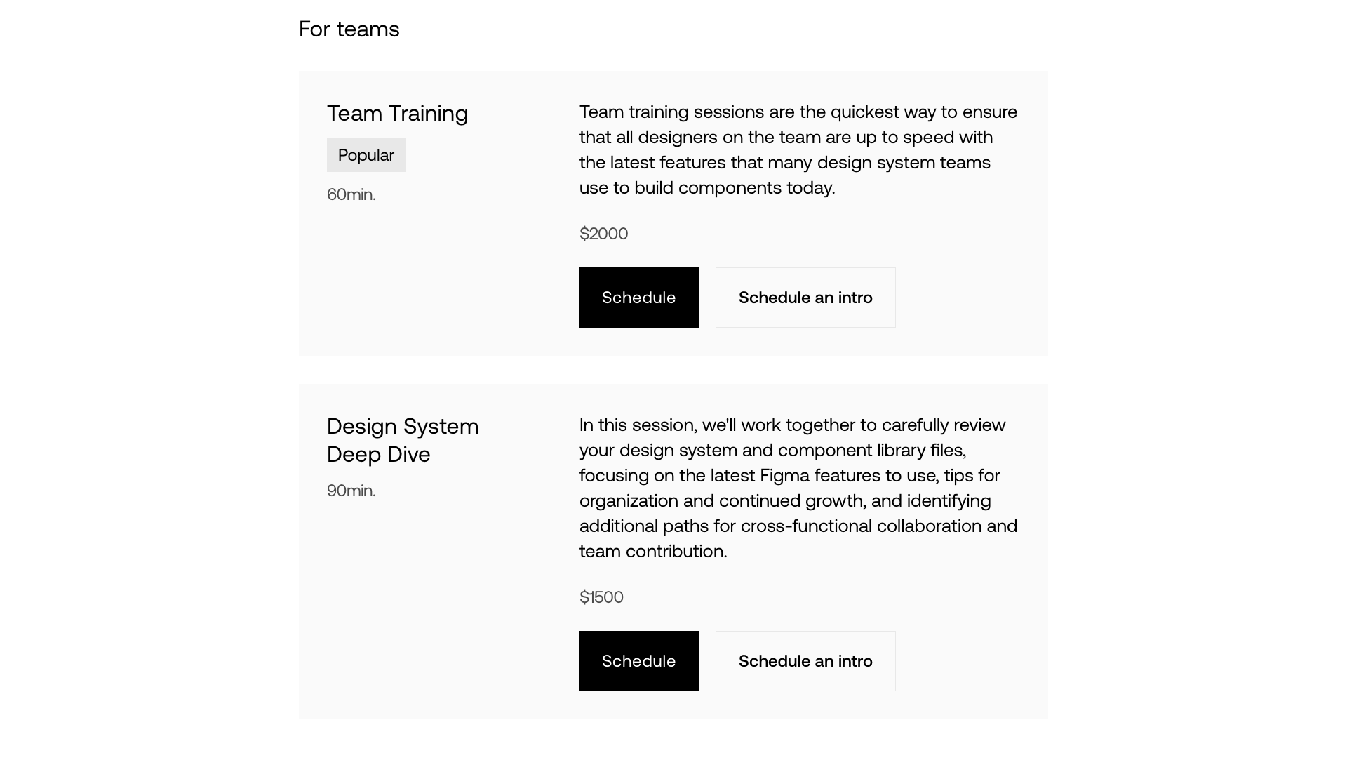 Pricing · Baseline Design - Curated Design