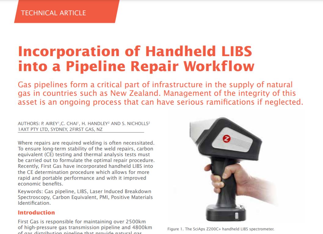 HH LIBS analyzer for pipeline repairs