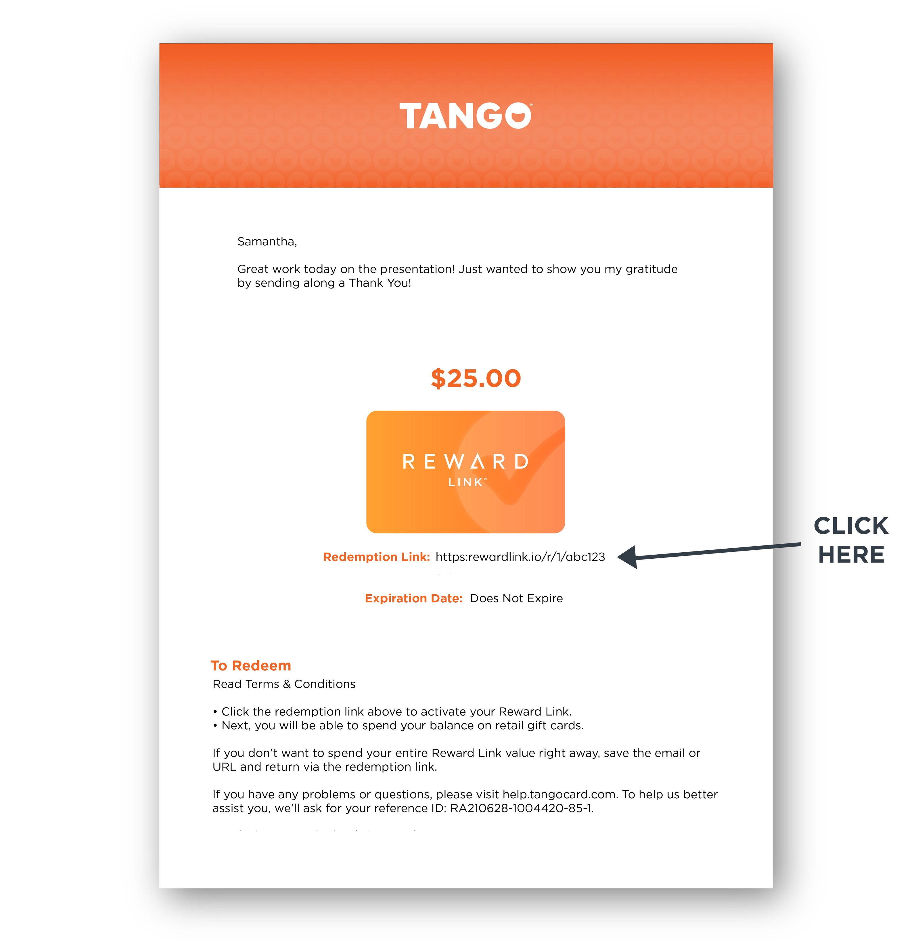 Reward Link Experience Demo - Tango