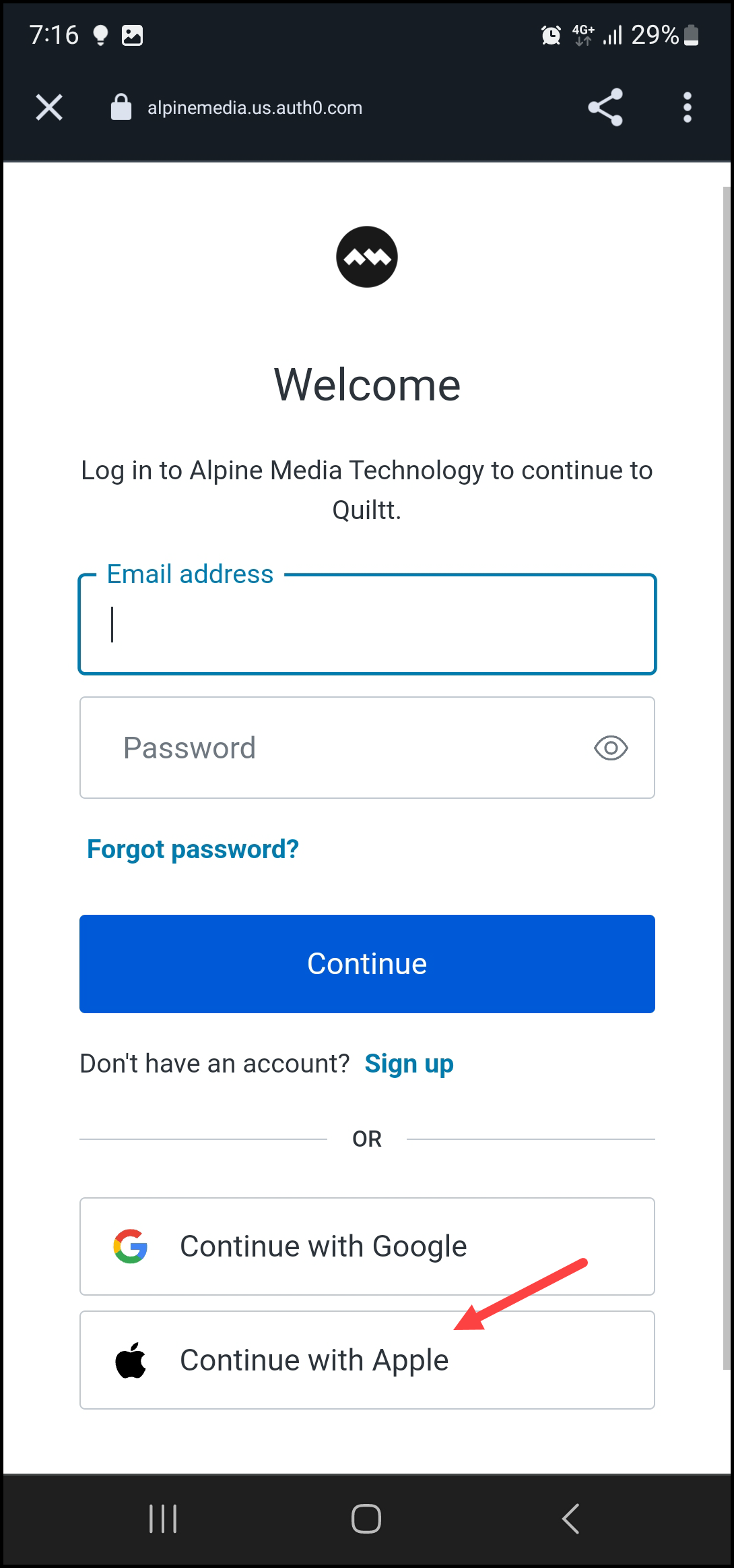 How to Sign in to Quiltt Mobile App?