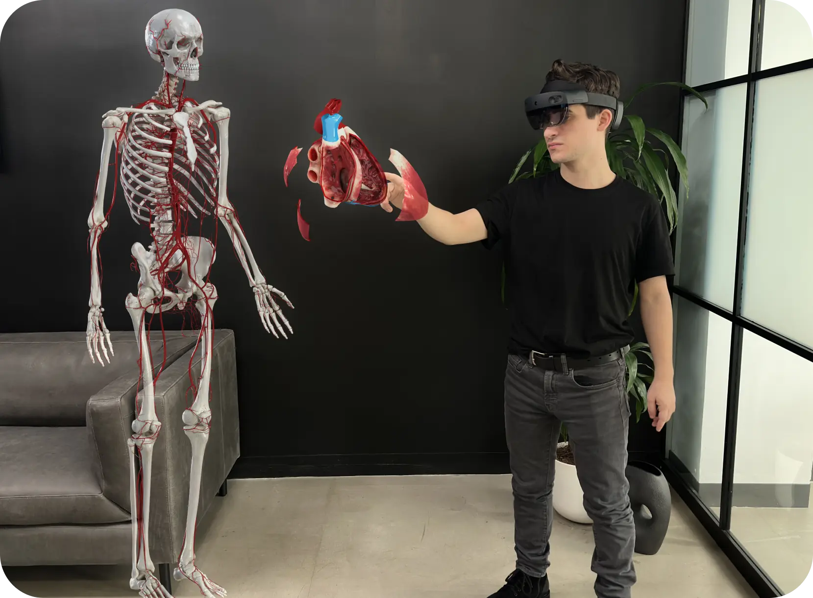 Full-body 3D anatomy education with augmented reality.