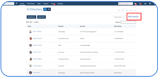 How to edit columns in directory