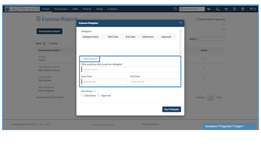 Add Delegate for Expense Reports