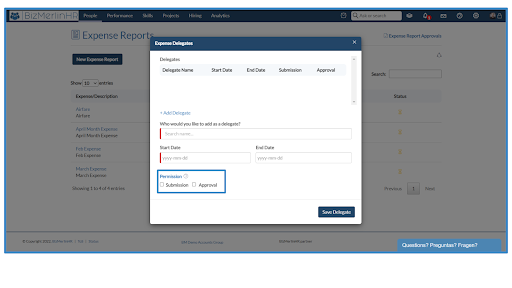 Add Delegate for Expense Reports