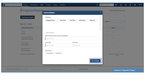 Add Delegate for Expense Reports