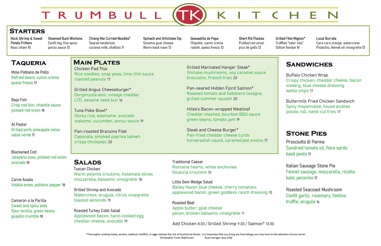 Lunch Menu | Trumbull Kitchen | Max Hospitality