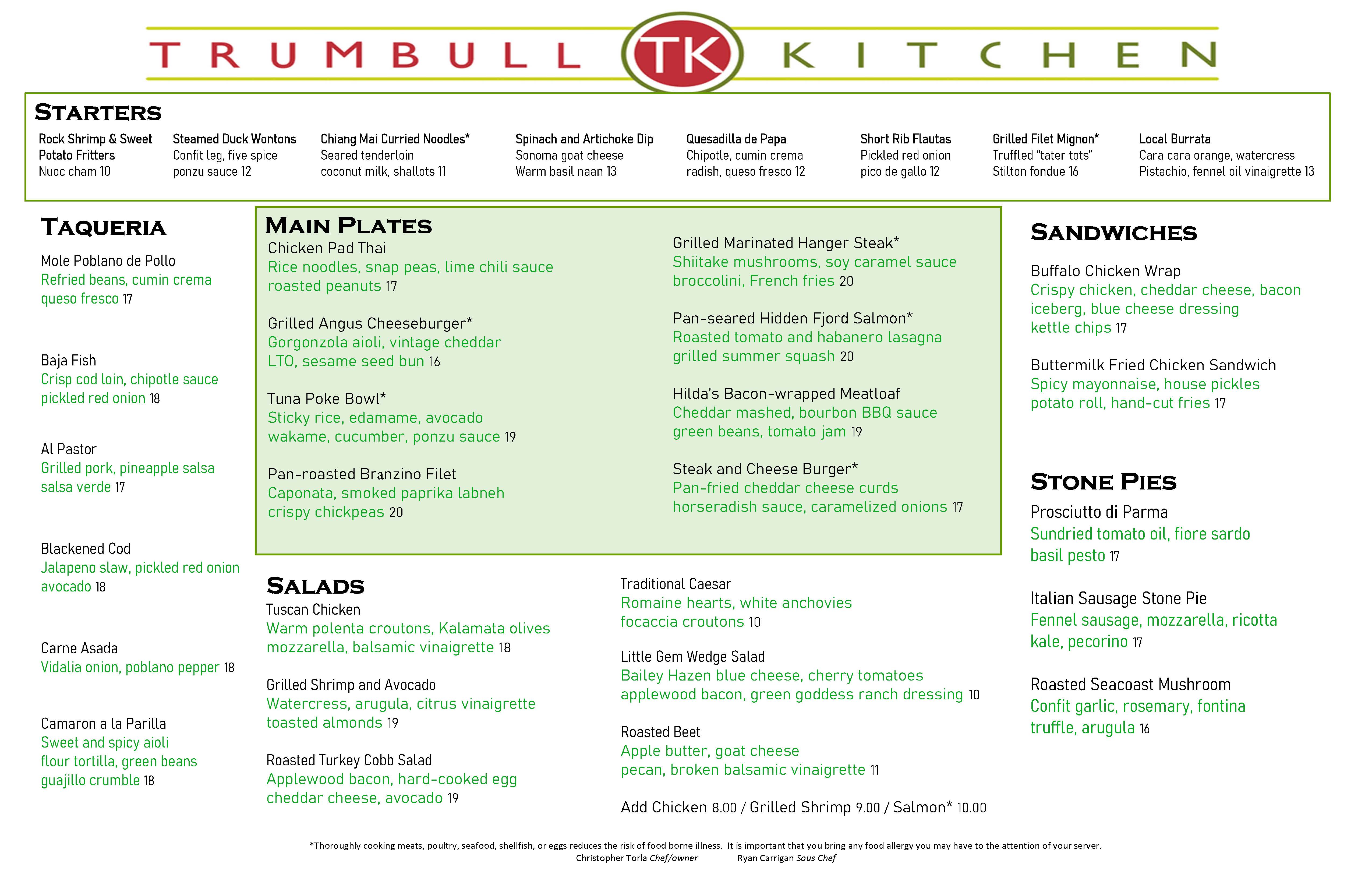 Lunch Menu | Trumbull Kitchen | Max Hospitality