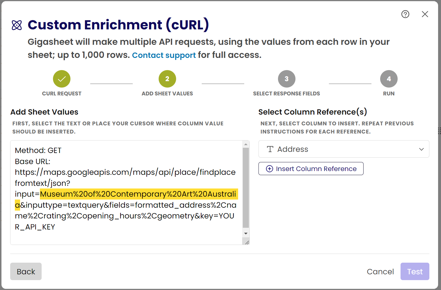 Get Location Data using Google Maps Places API