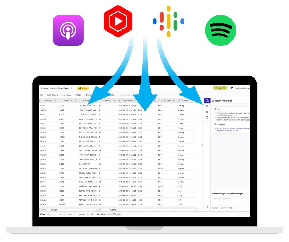 Streaming Royalty Spreadsheet | Popular Tools | Gigasheet