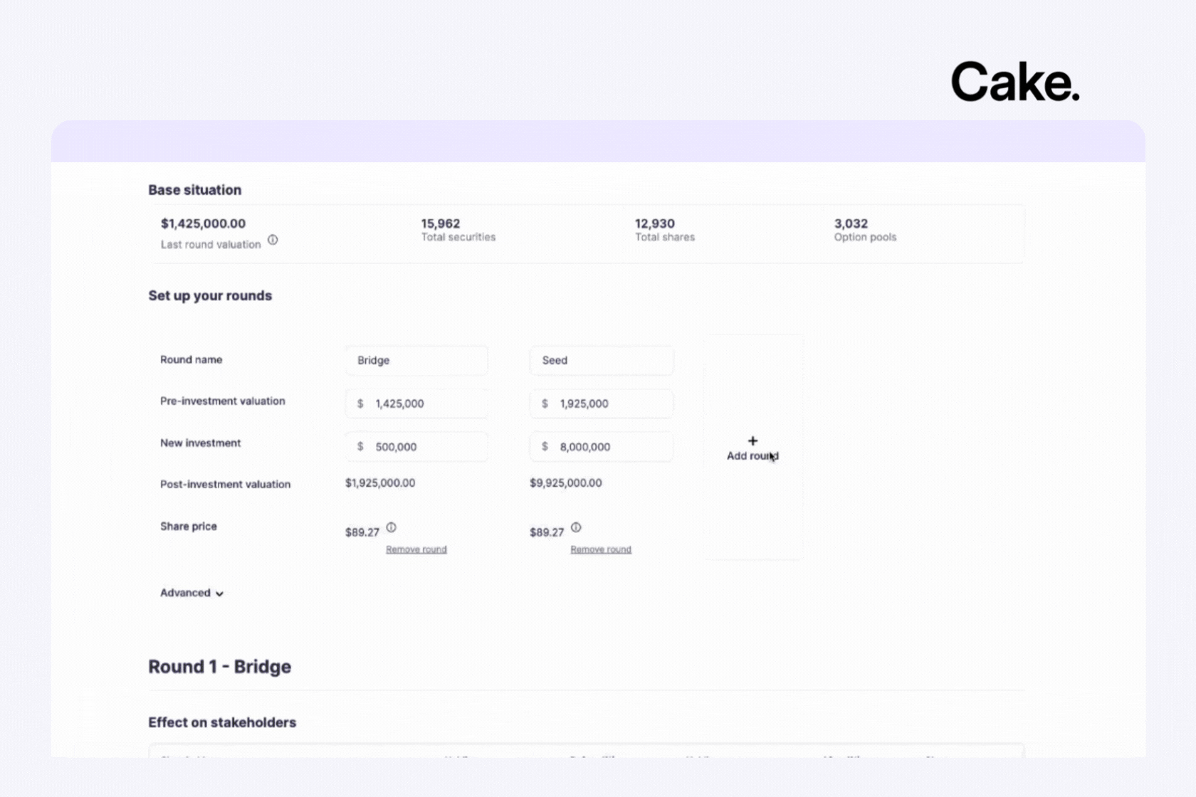 Master your equity story with Cake's cap table modeling 2.0
