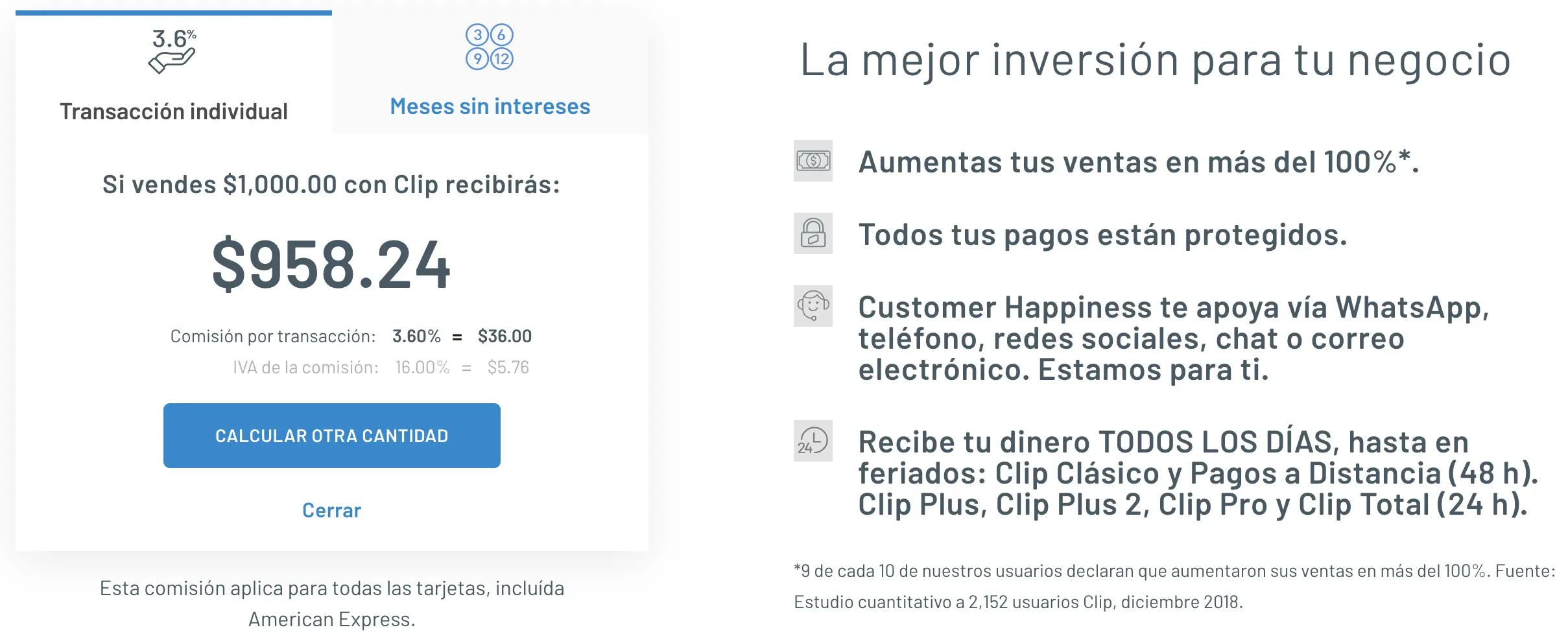 Comisiones e IVA en pagos con tarjeta - Clip