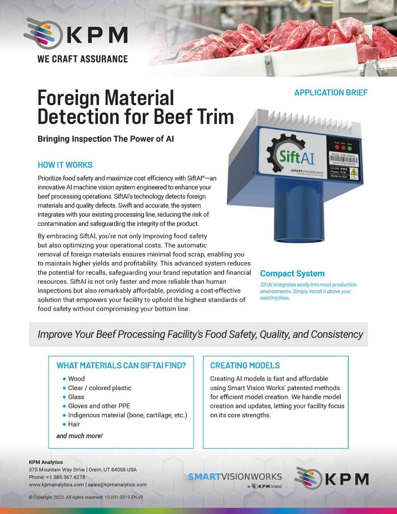 Foreign Material Detection for Beef Trim | Application Note