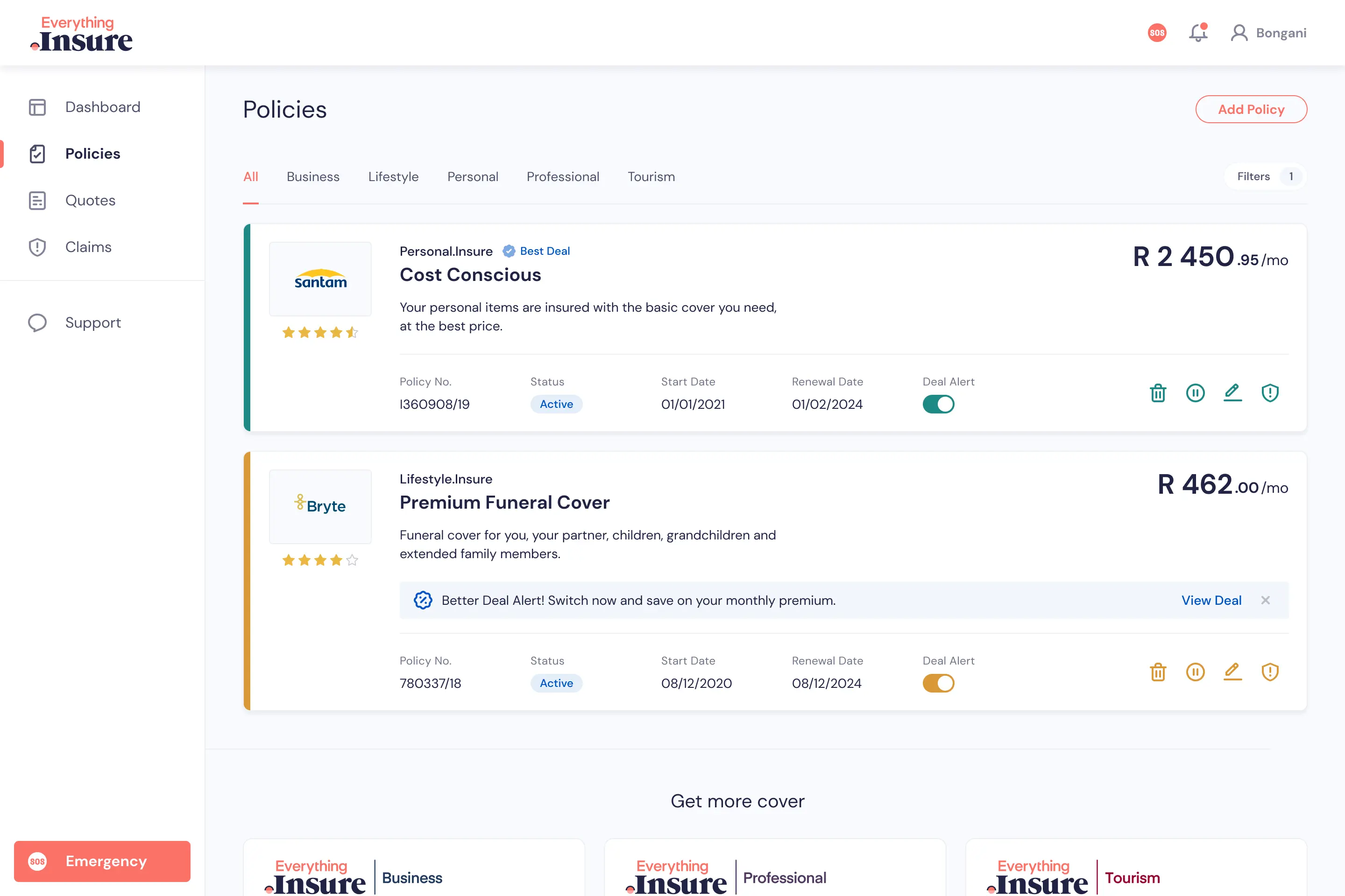 Everything.Insure Web App Design | Now Boarding Digital
