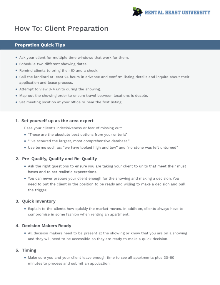 5 Ways to Prepare Your Client Before a Showing