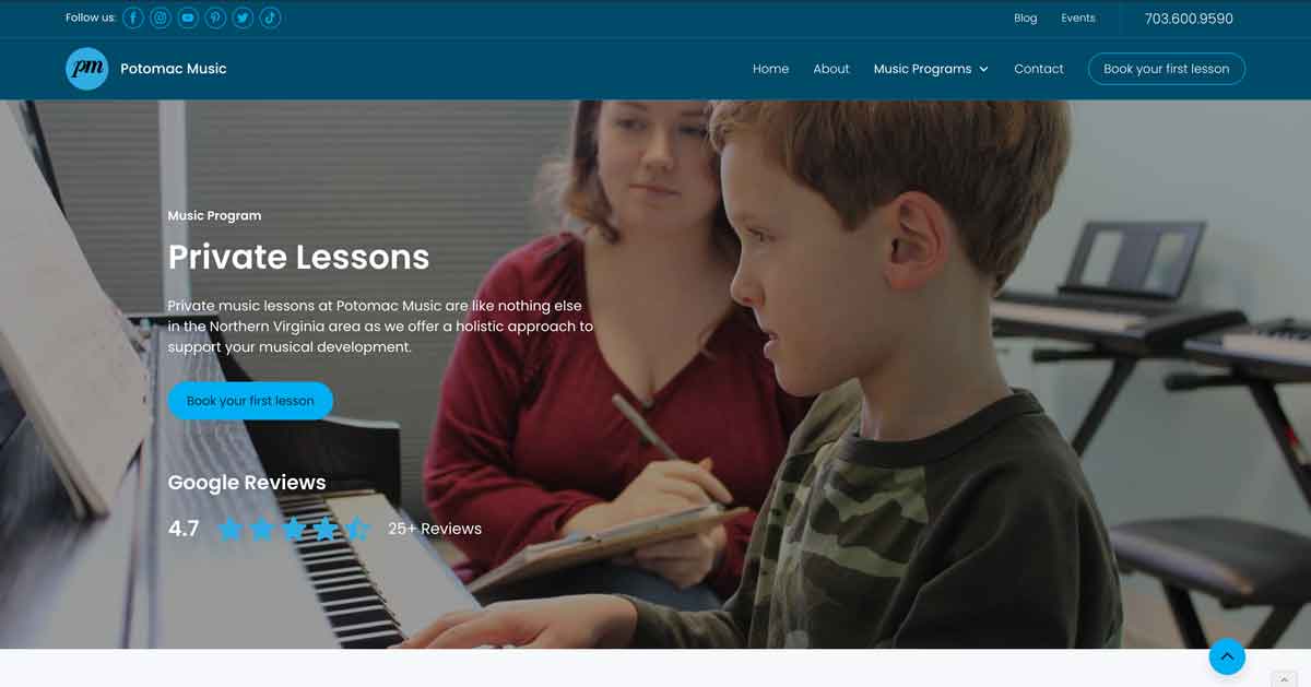 Private Music Lessons at Potomac Music in Lorton, VA