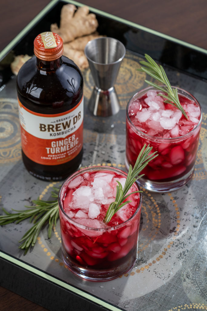 Sparkling Ginger Turmeric Kombucha Mocktail
