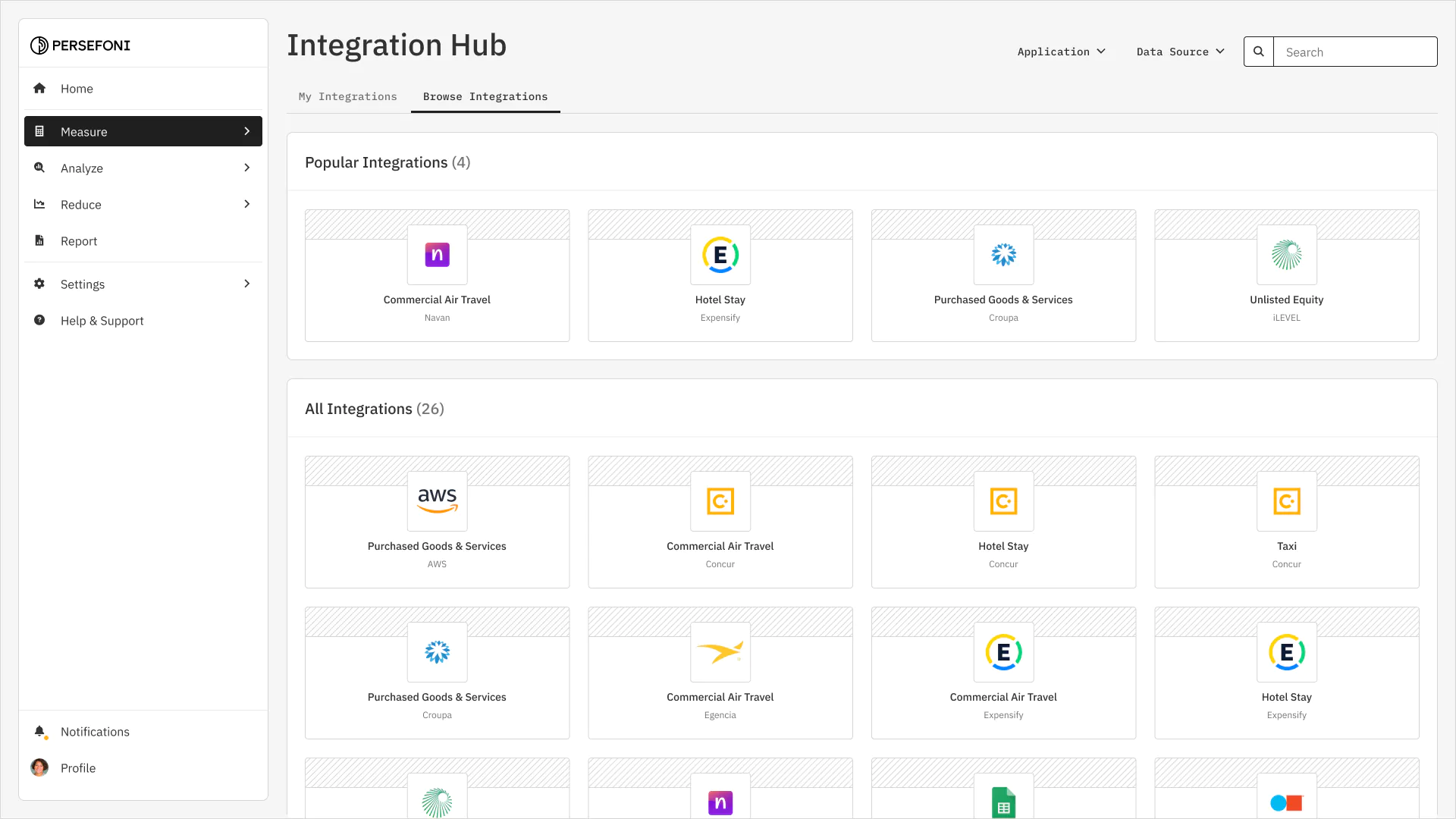 Integration Hub | Integrate Your Favorite Apps with Persefoni