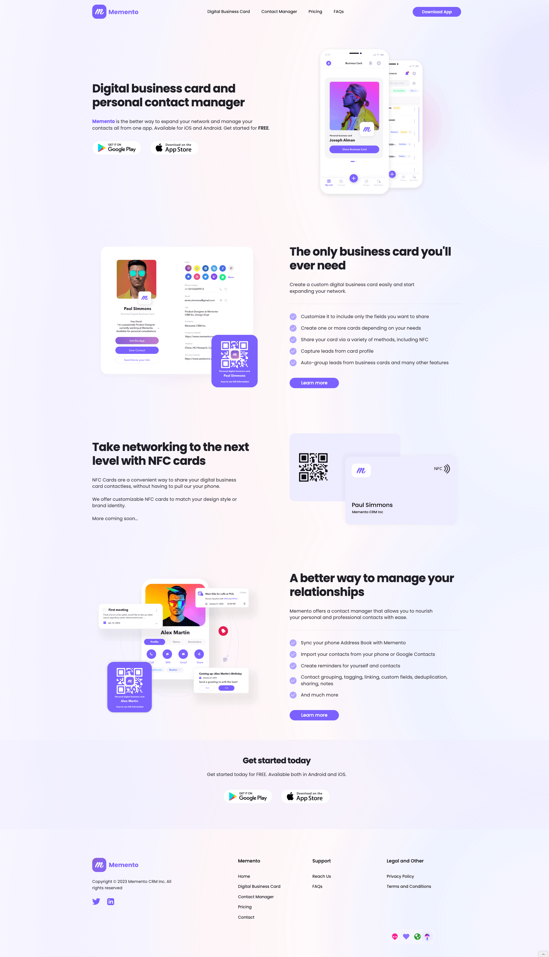 Memento | Digital Business Card