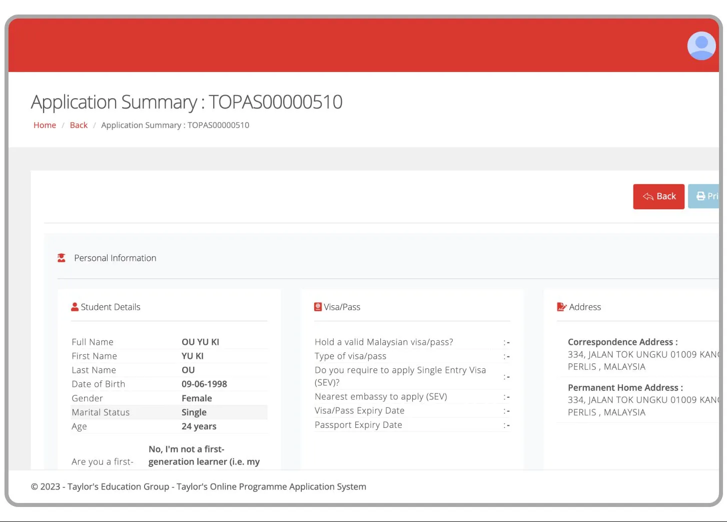 Taylor's Online Programme Application System (TOPAS) - Case Study