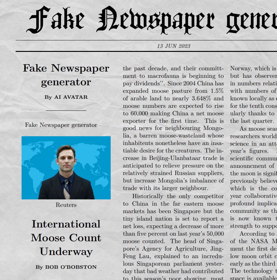 Newspaper Clipping Generator
