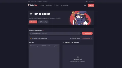 Famous people text to speech AI - FakeYou