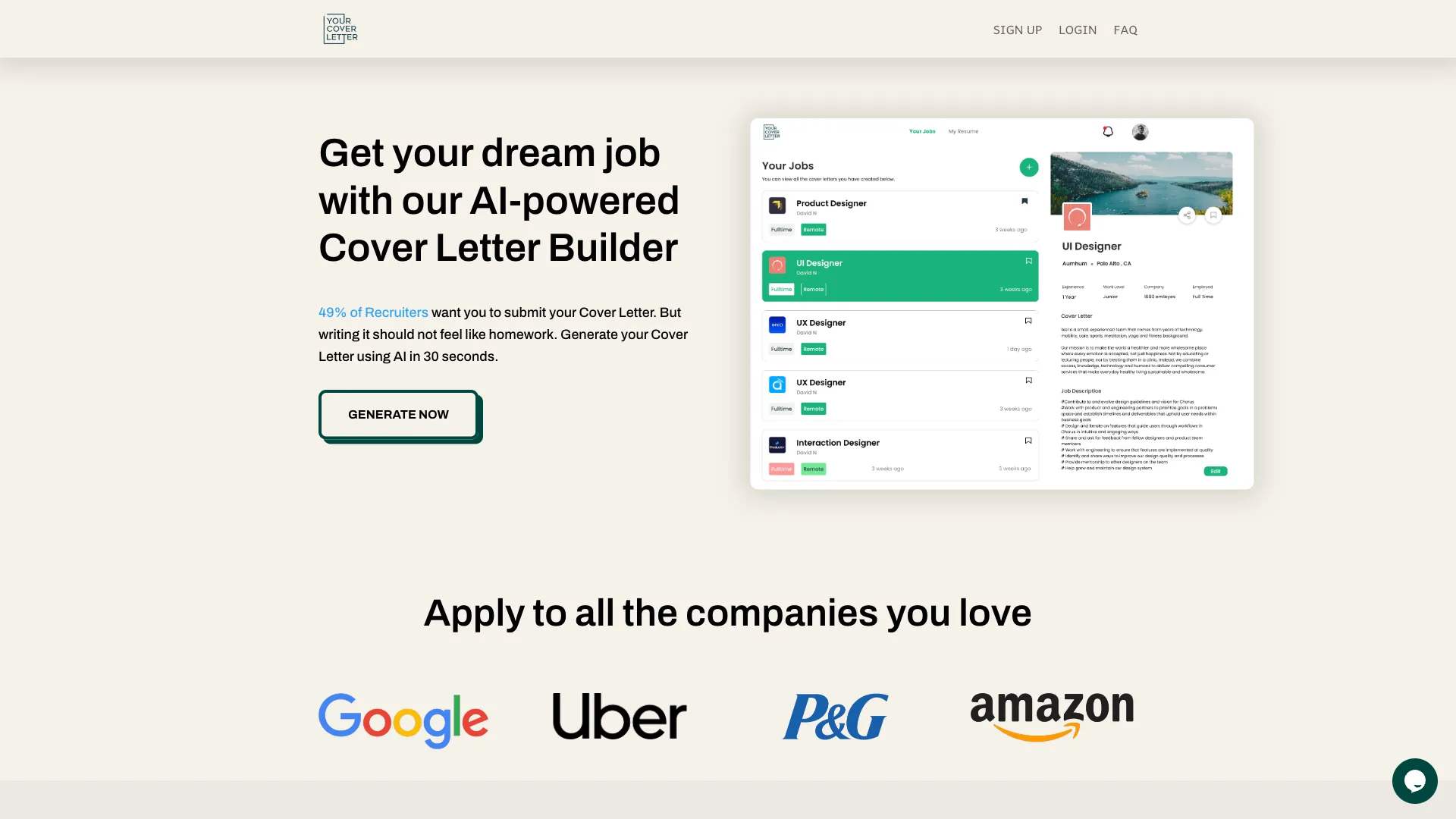 AI Powered Cover Letter Builder - YourCoverLetter