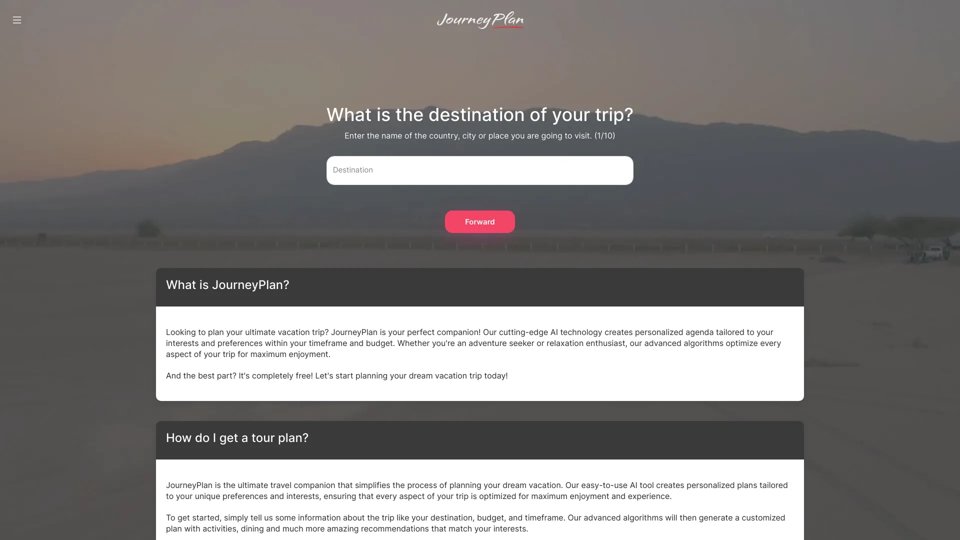 AI Trip Planner - Journeyplan