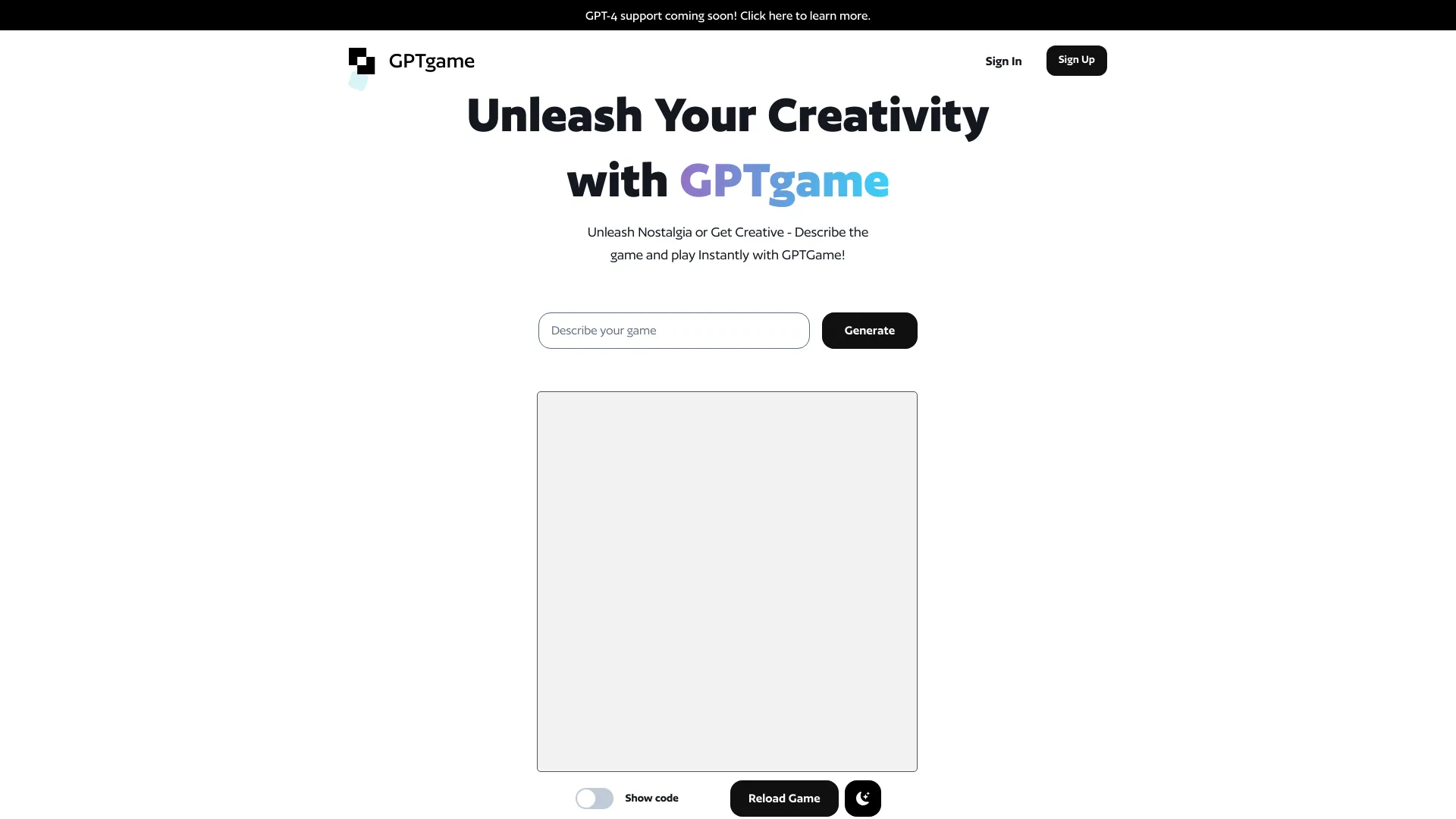 AI Game Generator - GPTGame